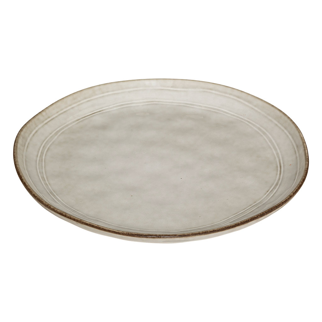 Assiette à dessert FLOWER en grès grise D 22cm - Centrakor