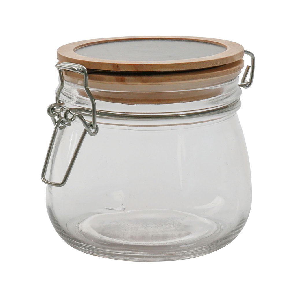 Bocal en verre avec couvercle bois 430ml - Centrakor
