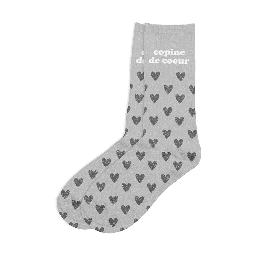 Chaussettes à paillettes copine de coeur gris 36-42 - Centrakor