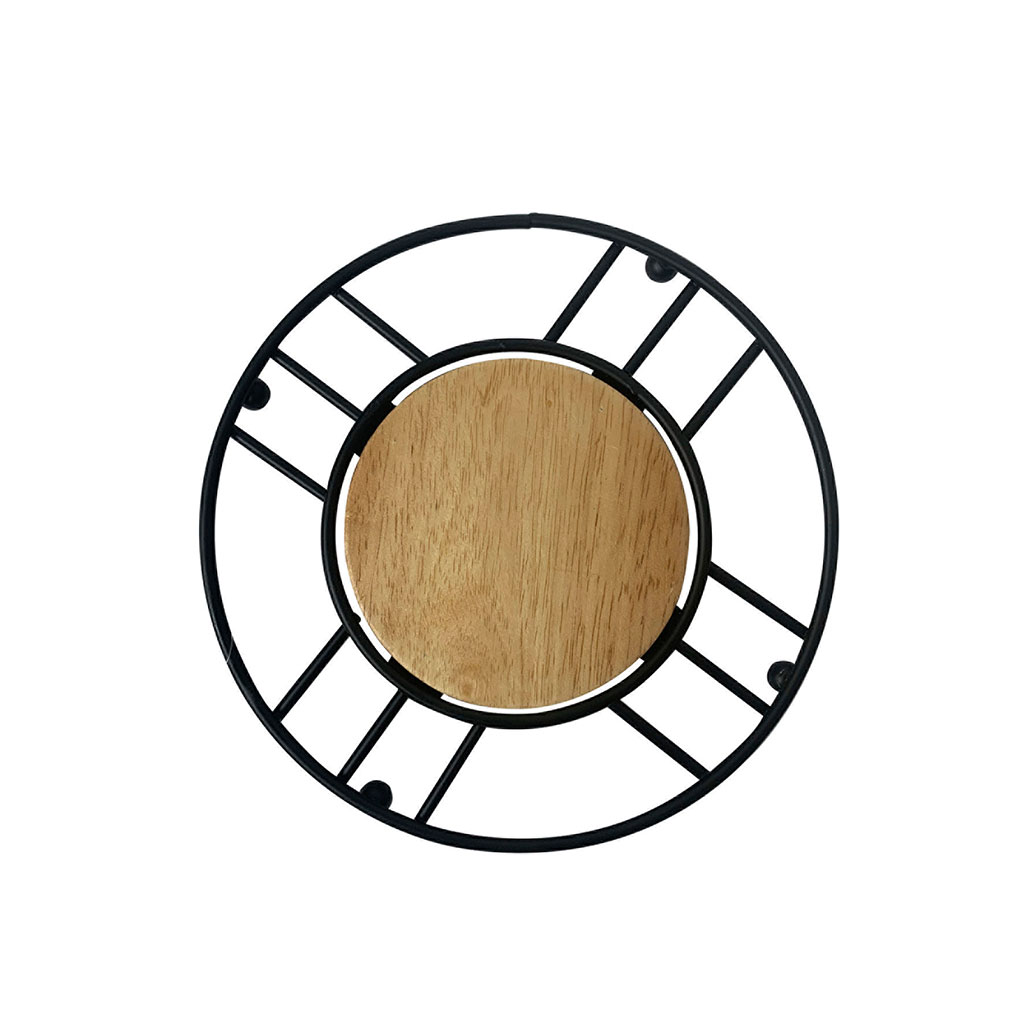 Dessous de plat rond métal et bambou noir D 18cm - Centrakor