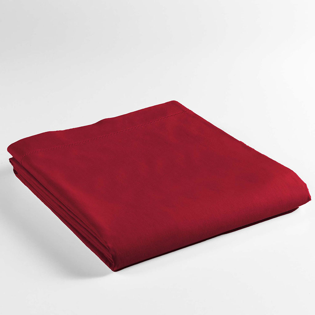 Drap plat coton 57 fils rouge 240x300cm - Centrakor