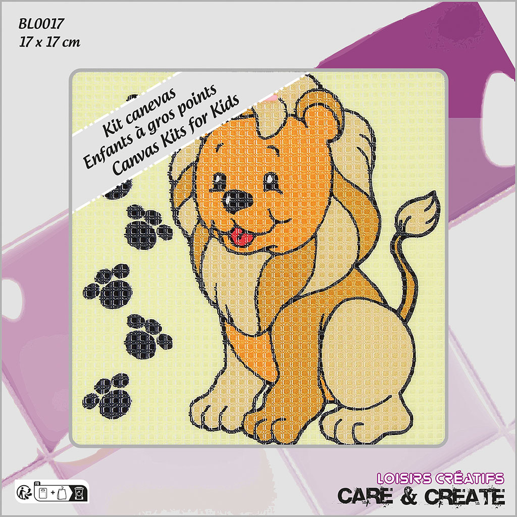 Kit point de croix gros point lion 15x15cm - Centrakor