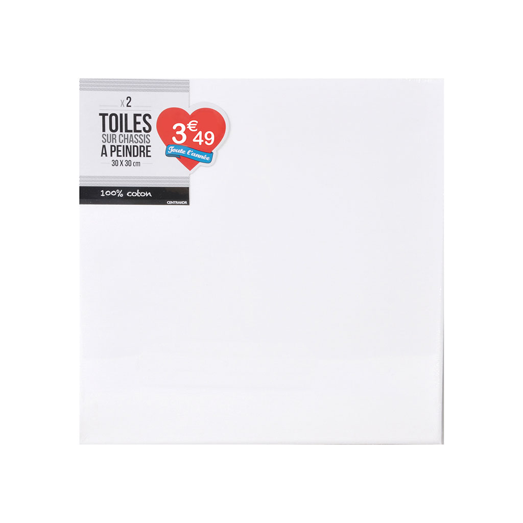 Lot de 2 toiles à peindre sur chassis 30x30cm - Centrakor