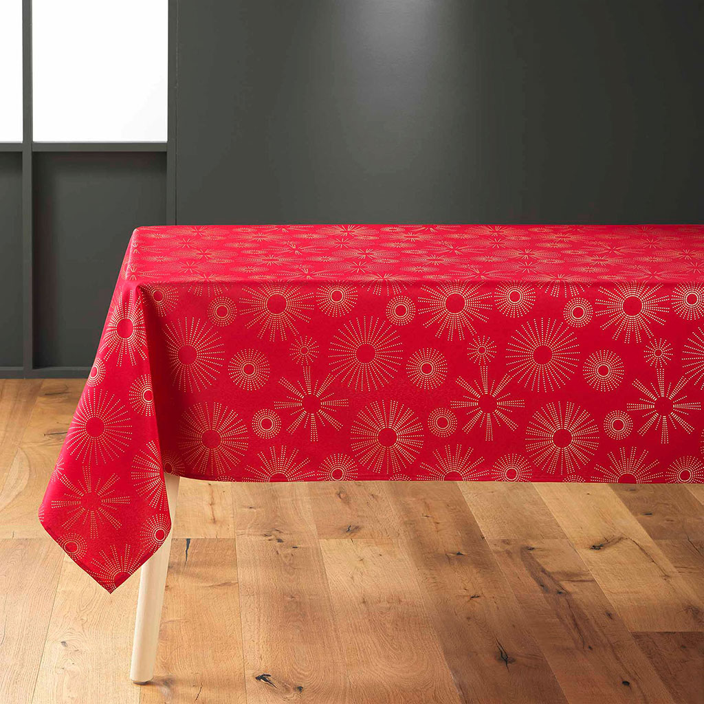 Nappe rouge pampille dorée 150x300cm - Centrakor