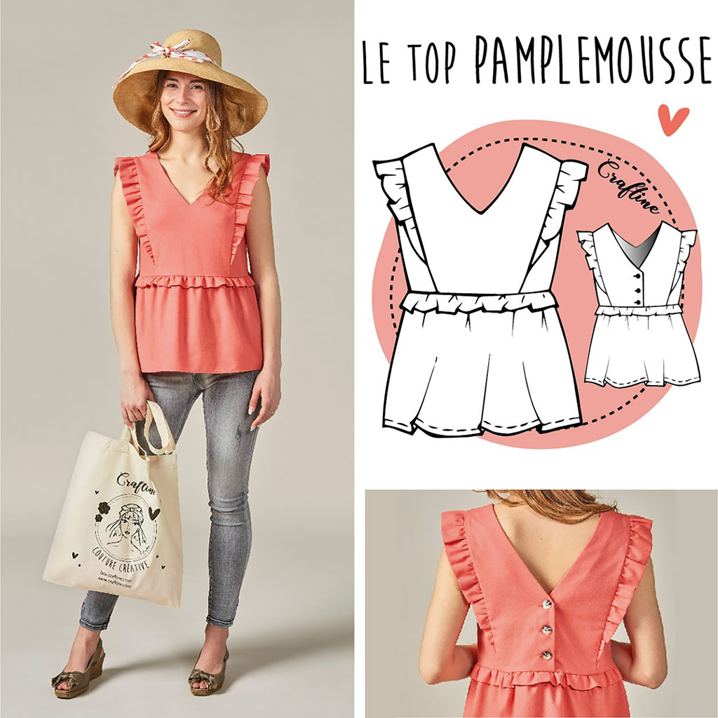 Patron de couture top Pamplemousse - CRAFTINE - Centrakor