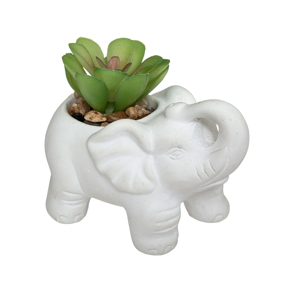 Plante artificielle pot ciment éléphant H 10cm - Centrakor
