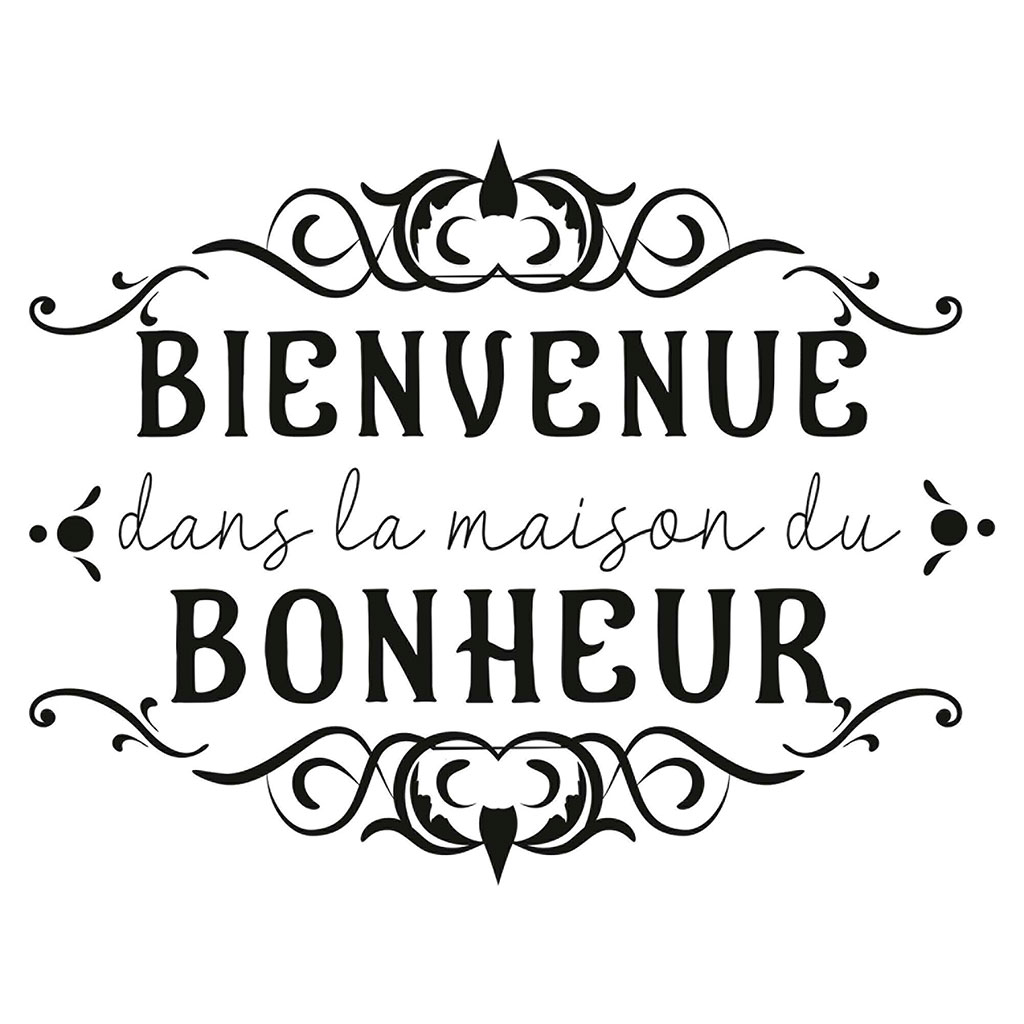 Sticker mural citation Bienvenue Maison du Bonheur 70x20cm - Centrakor Sticker mural citation Bienvenue Maison du Bonheur 70x20cm - Centrakor