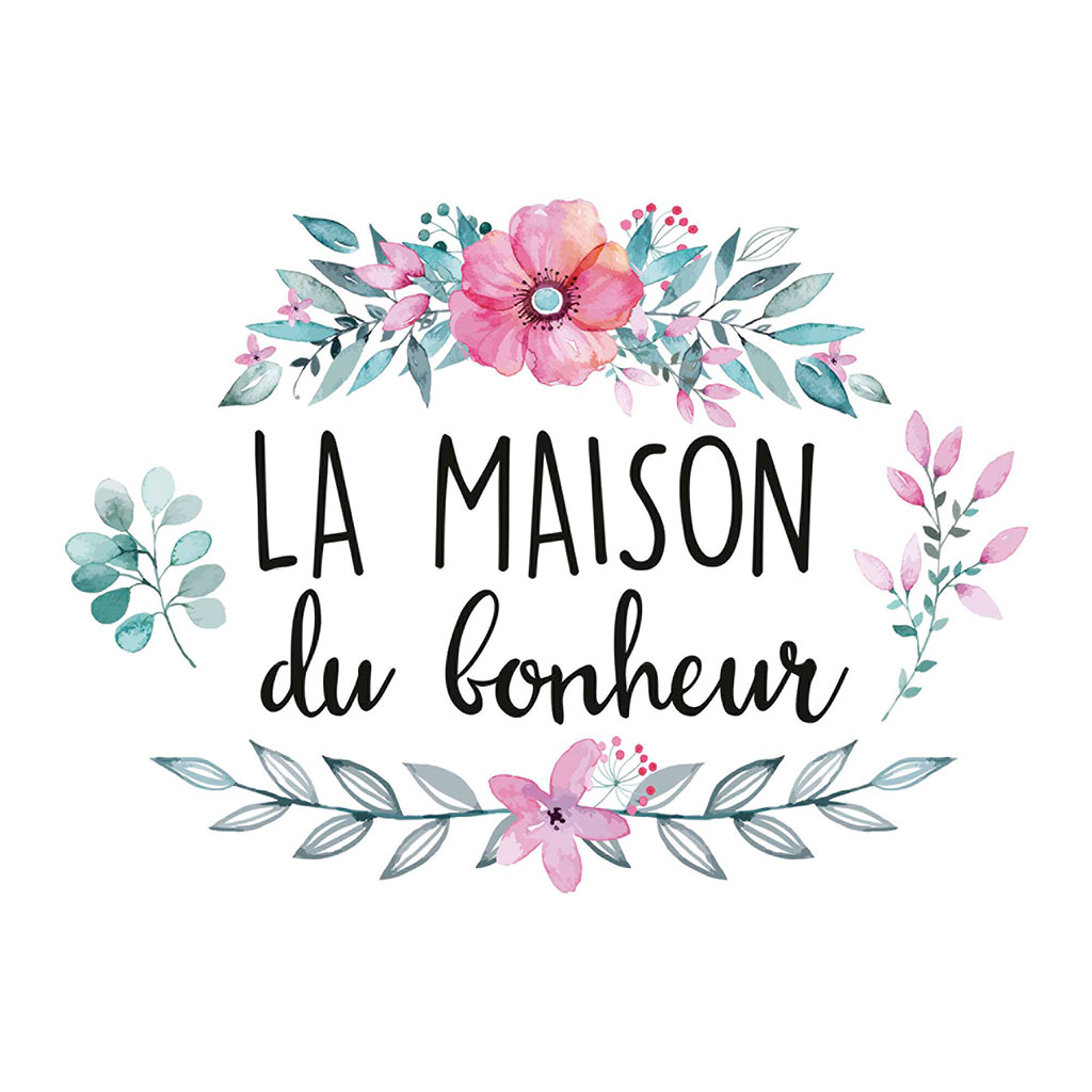 Sticker mural déco la maison du bonheur 70x20cm - Centrakor Sticker mural déco la maison du bonheur 70x20cm - Centrakor