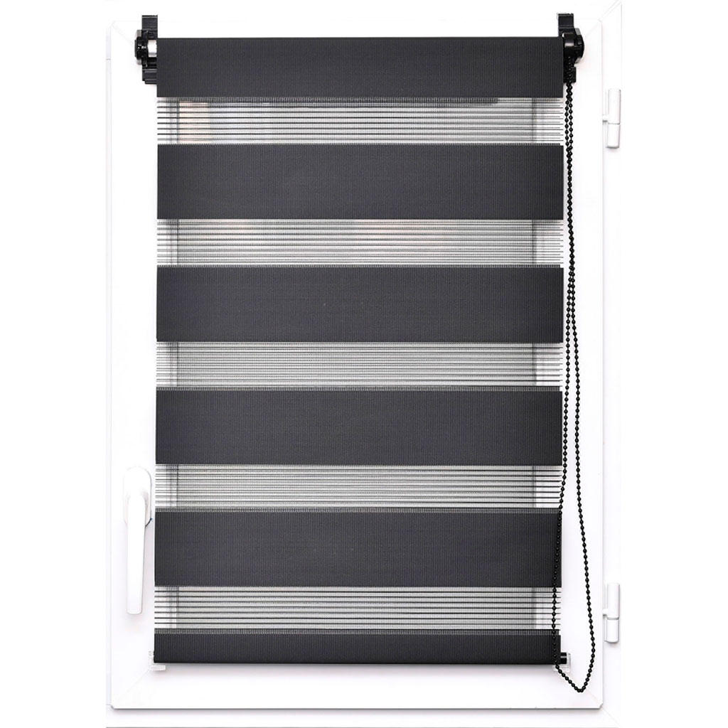 Store enrouleur jour nuit noir 75x180cm - Centrakor